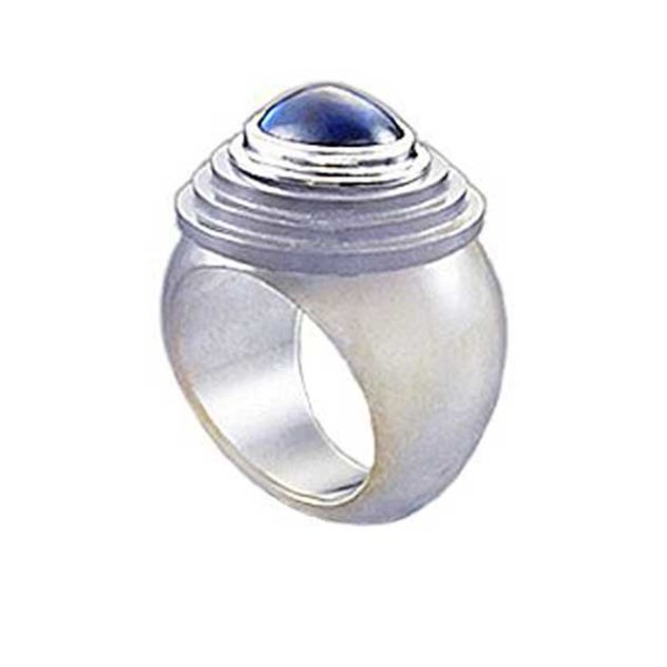 Suzanne Belperron Vintage Chalcedony and Sapphire Ring - Primavera Gallery