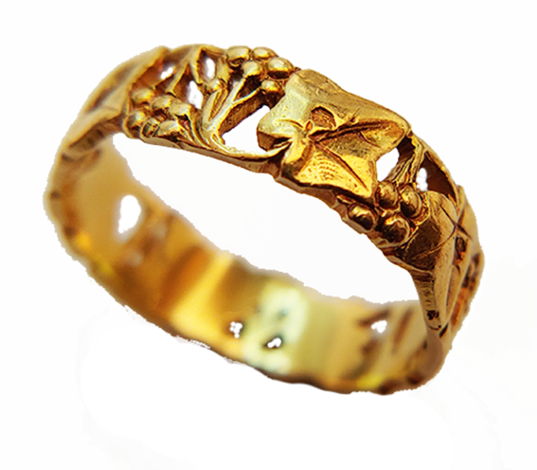 French Antique 18k Gold Ivy Band Rings - Primavera Gallery